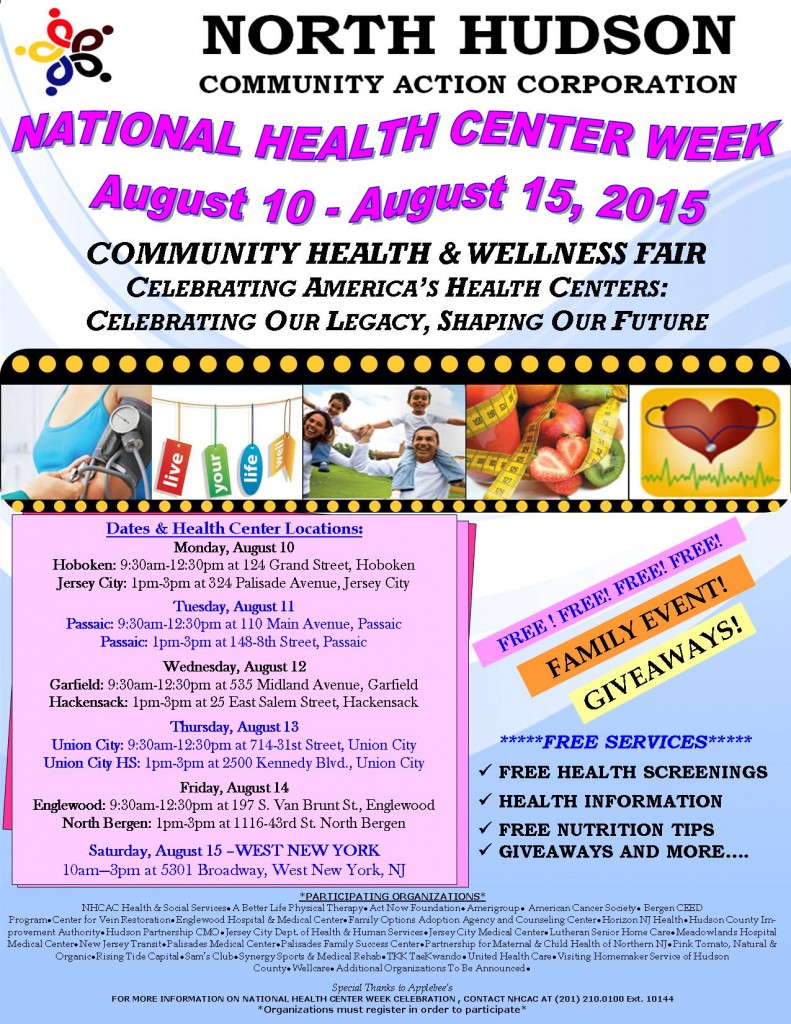 National Health Center Week Flyer August 10 to August 15 – North Hudson ...
